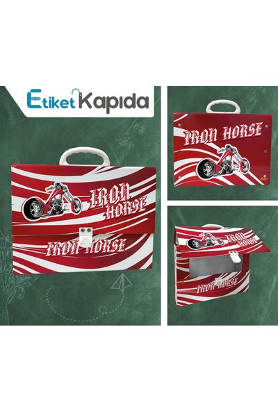 Etiket Kapıda Iron Horse Okul Klasörü - Kutu Klasör -Kulplu Çanta 32*28*7,6cm