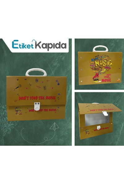 Etiket Kapıda Musıc Okul Klasörü - Kutu Klasör -Kulplu Çanta 32*28*7,6cm