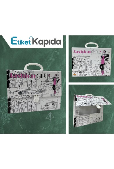 Etiket Kapıda Fashion Girl 2 Okul Klasörü - Kutu Klasör -Kulplu Çanta 32*28*7,6cm