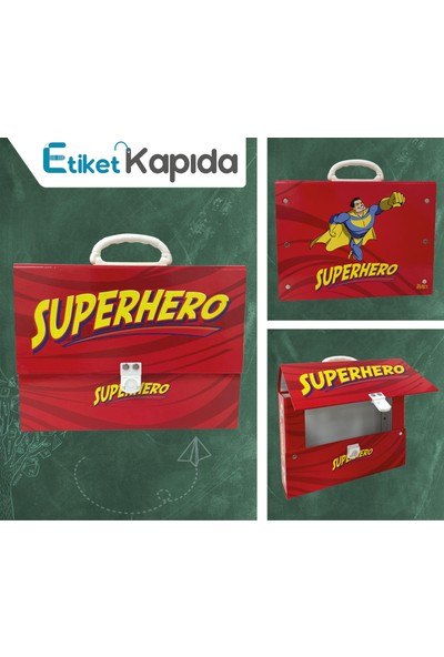 Etiket Kapıda Herookul Klasörü - Kutu Klasör -Kulplu Çanta 32*28*7,6cm