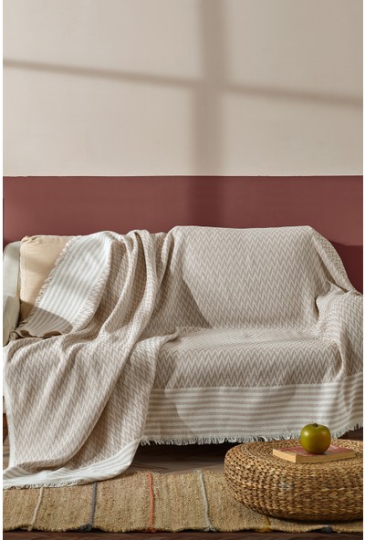 Fushia Trio Natural Keten Koltuk Örtüsü | Koltuk Şalı Bej Fushia Trio Natural Keten Koltuk Örtüsü | Koltuk Şalı Bej