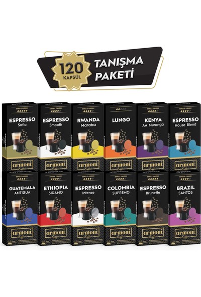 Armoni Coffee Nespresso Uyumlu Kapsül Kahve 120 Kapsül 12'li Armoni Coffee Nespresso Uyumlu Kapsül Kahve 120 Kapsül 12'li