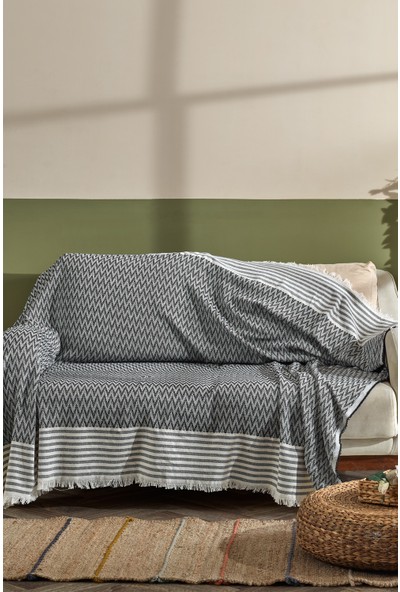 Fushia Trio Natural Keten Koltuk Örtüsü | Koltuk Şalı Antrasit Fushia Trio Natural Keten Koltuk Örtüsü | Koltuk Şalı Antrasit