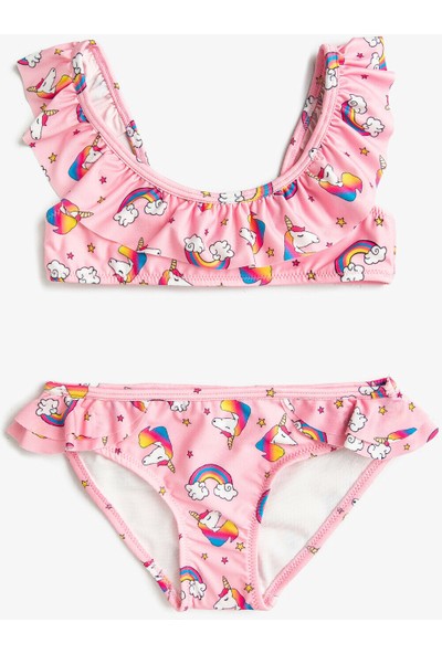 Koton Unicorn Desenli Firfirli Bikini Takımı