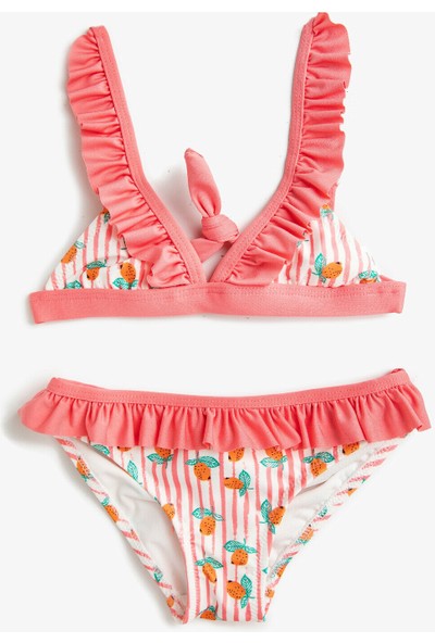 Koton Fırfırlı Desenli Bikini Takımı