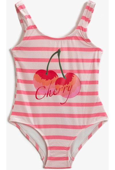 Koton Kiraz Baskılı Mayo Çizgili