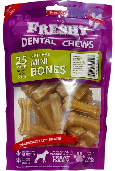 Freshy Dental Natürel Pres Köpek Kemirme Kemiği - 5 Santim - 25'li Paket - 250 Gram Freshy Dental Natürel Pres Köpek Kemirme Kemiği - 5 Santim - 25'li Paket - 250 Gram