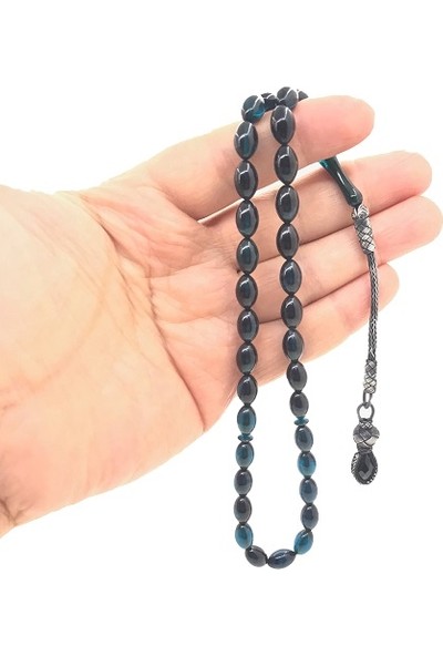 Şamil Tesbih Ateş Kehribar Tesbih 1000 Ayar Gümüş Püsküllü Tesbih