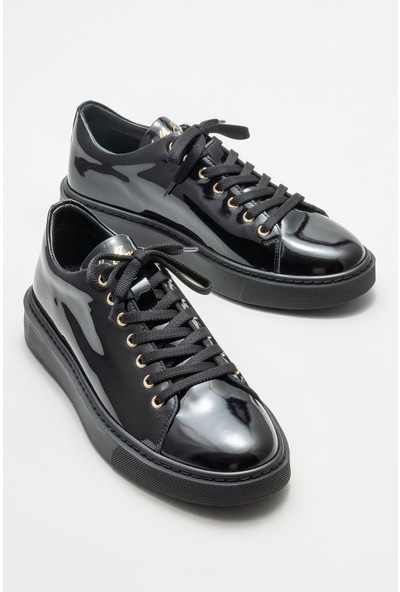 Elle Siyah Deri Erkek Günlük Ayakkabı