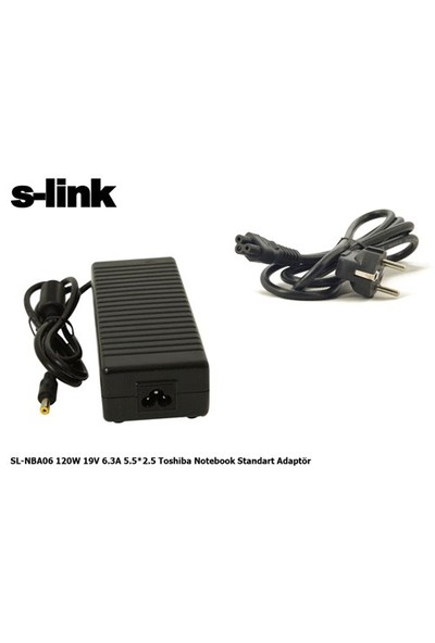 S-Link Sl-Nba06 120W 19V 6.3A 5.5*2.5 Toshiba Notebook Standart Adaptör S-Link Sl-Nba06 120W 19V 6.3A 5.5*2.5 Toshiba Notebook Standart Adaptör