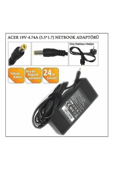 Acer Versatil Ad68 19V-4.74A (5.5*1.7) Notebook Adaptörü