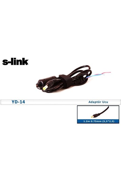 S-Link Yd-14 1.2M 0.75Mm (5,5*2,5) Notebook Adaptör Kablo S-Link Yd-14 1.2M 0.75Mm (5,5*2,5) Notebook Adaptör Kablo