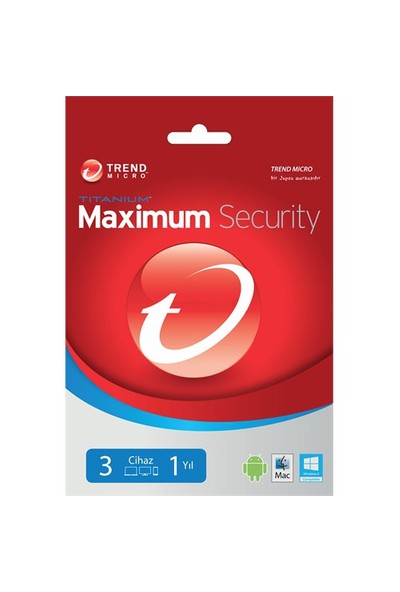 Trend Micro Maximum Security 3 Kullanıcı 1 Yıl (TI00239873D) Trend Micro Maximum Security 3 Kullanıcı 1 Yıl (TI00239873D)