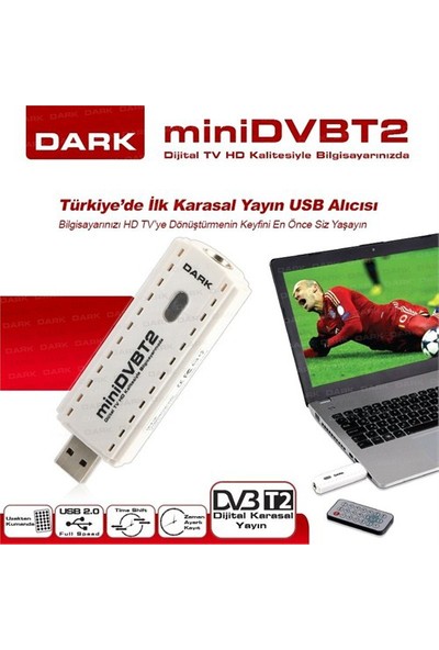 Dark miniDVBT2 Dijital Karasal Yayın Uyumlu Kayıt Özellikli Harici USB DVB-T2 HD TV Kartı (DK-AC-TVUSBDVBT2) Dark miniDVBT2 Dijital Karasal Yayın Uyumlu Kayıt Özellikli Harici USB DVB-T2 HD TV Kartı (DK-AC-TVUSBDVBT2)