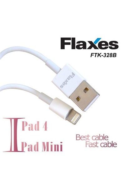 Flaxes FTK-328B iPad 4 - iPad Mini Şarj -Beyaz Data Kablosu Flaxes FTK-328B iPad 4 - iPad Mini Şarj -Beyaz Data Kablosu