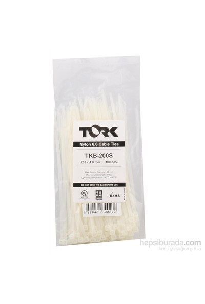 Tork Beyaz Kablo Bağı 4.8-203 100Lü Paket Tork Beyaz Kablo Bağı 4.8-203 100Lü Paket