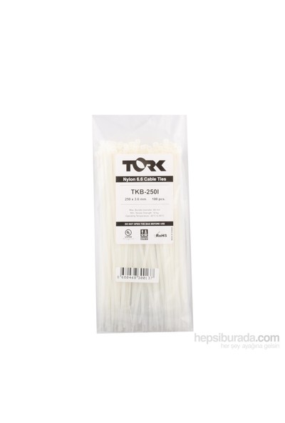 Tork Beyaz Kablo Bağı 3.6-250 100Lü Paket Tork Beyaz Kablo Bağı 3.6-250 100Lü Paket