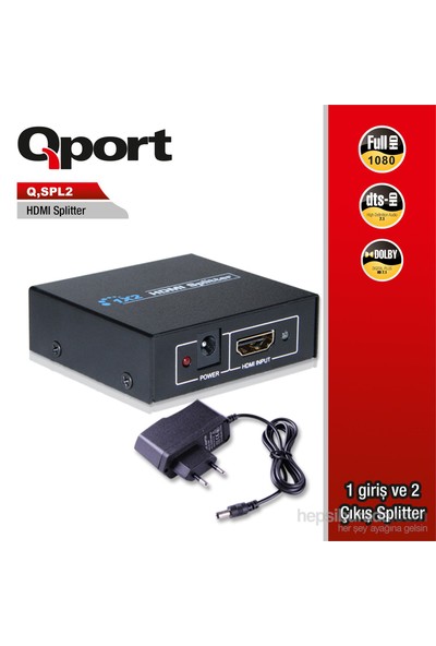 Qport Full HD 1 Giriş 2 Çıkışlı HDMI Splitter/Sinyal Çoğaltıcı (Q-SPL2) Qport Full HD 1 Giriş 2 Çıkışlı HDMI Splitter/Sinyal Çoğaltıcı (Q-SPL2)