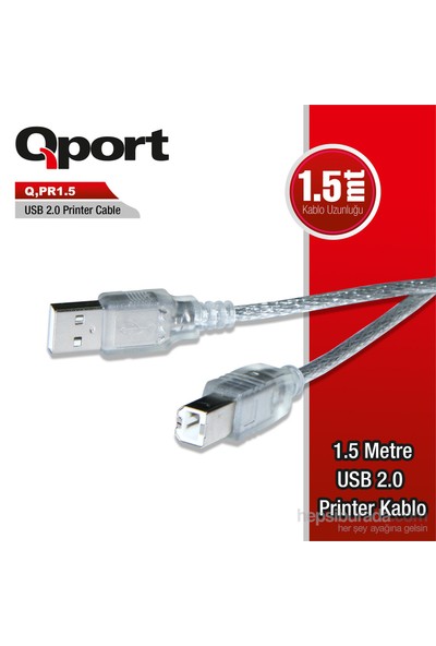 Qport PR 1.5 USB 2.0 1.5 M Printer Kablosu (Q-PR1.5) Qport PR 1.5 USB 2.0 1.5 M Printer Kablosu (Q-PR1.5)