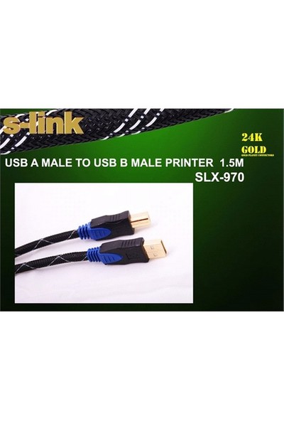 S-Link Slx-970 Usb2.0 1.5M Gold Kılıflı Yazıcı Kablosu