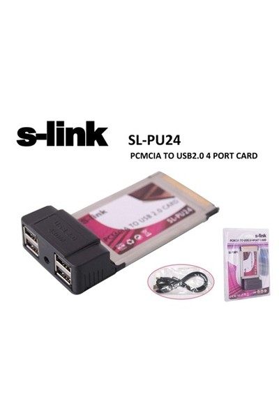 S-Link Sl-Pu24 Pcmci Usb2.0 4 Port Kart S-Link Sl-Pu24 Pcmci Usb2.0 4 Port Kart
