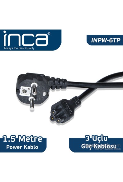 Inca INPW-06TP 1,5M Notebook Power Kablo Inca INPW-06TP 1,5M Notebook Power Kablo