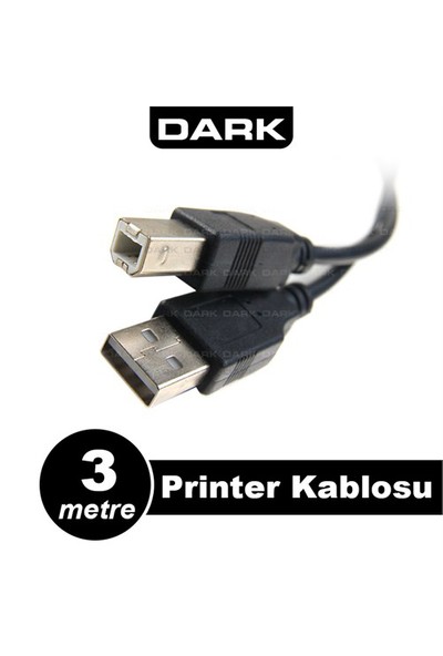Dark USB 2.0 3m Printer ve Data Yazıcı Kablosu (B-Tip) (DK-CB-USB2PRNL300) Dark USB 2.0 3m Printer ve Data Yazıcı Kablosu (B-Tip) (DK-CB-USB2PRNL300)