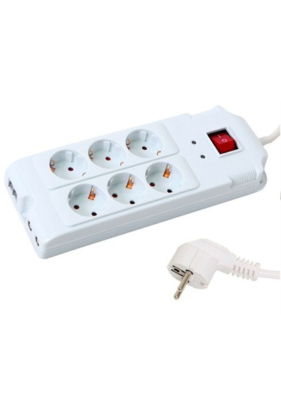 S-link SPG77-6-15 1.5m 6'li Akım Korumalı Beyaz Priz Çoklayıcı