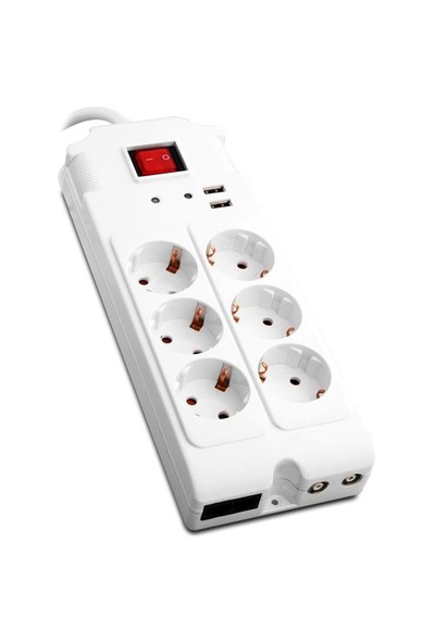 S-link SPG78-6-15 1.5m 6'lı Akım Korumalı 2*Usb 1000Joule Priz Çoklayıcı