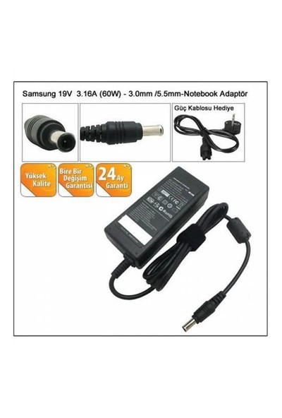 İnfostar Samsung 19V-3.16A (5.5*3.0) Notebook Adaptörü