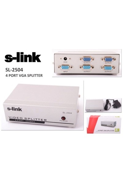 S-Link Sl-2504 4 Vga 250Mhz Monitör Splitter