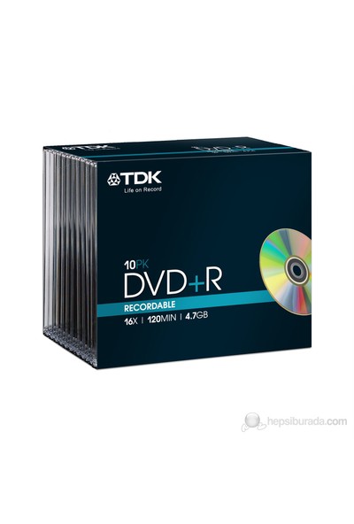 TDK DVD+R 16x 4.7GB 10 lu ince kutu