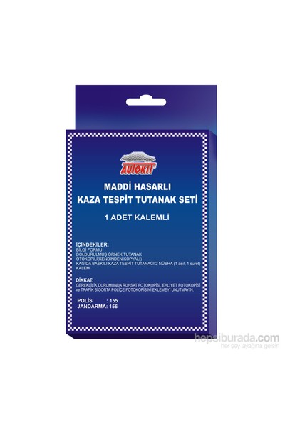 KAZA TESPİT TUTANAK SETİ '1 ADET KALEMLİ' KAZA TESPİT TUTANAK SETİ '1 ADET KALEMLİ'