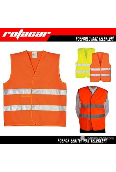 Rotacar Fosfor Şeritli Turuncu İkaz Yeleği Ylkt