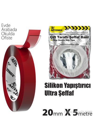 Automix 20mm*5m Çift Taraflı Silikon Bant Automix 20mm*5m Çift Taraflı Silikon Bant