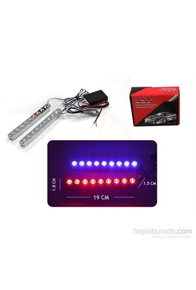 Space 2x9 Led Panjur içi Çakar Lamba 9Watt (Kırmızı-Mavi)