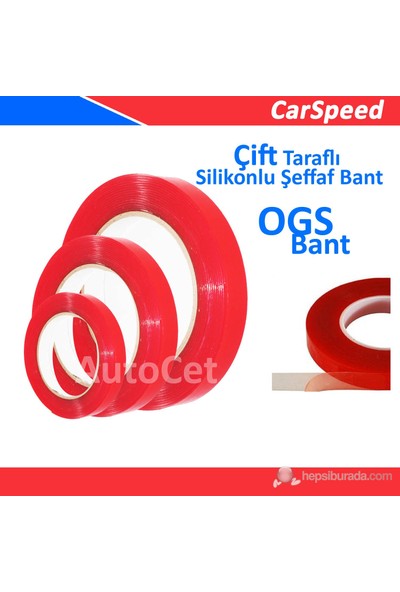 CarSpeed Çift Taraflı Silikon Şeffaf Bant ( OGS ) 30 mm x 5 Metre CarSpeed Çift Taraflı Silikon Şeffaf Bant ( OGS ) 30 mm x 5 Metre