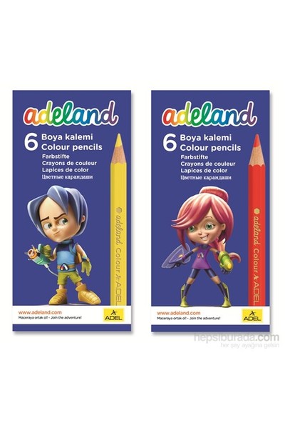 Adeland Karton Kutu Boya Kalemi 6 Renk Yarım Boy Adeland Karton Kutu Boya Kalemi 6 Renk Yarım Boy