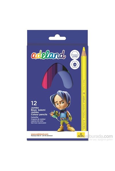 Adeland Jumbo Karton Kutu Boya Kalemi 12 Renk Tam Boy (5,4mm) Adeland Jumbo Karton Kutu Boya Kalemi 12 Renk Tam Boy (5,4mm)