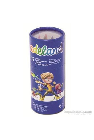 Adeland Jumbo Karton Tüp Boya Kalemi 12 Renk Yarım Boy (5,4mm) Adeland Jumbo Karton Tüp Boya Kalemi 12 Renk Yarım Boy (5,4mm)