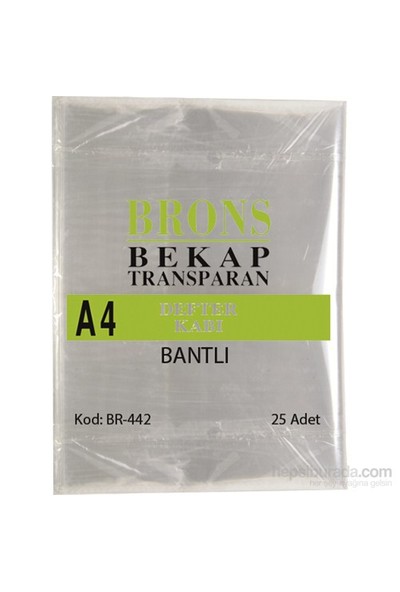 Brons Br-442 Hazır Defter Kabı A4 Şeffaf Bantlı 25 'li Paket