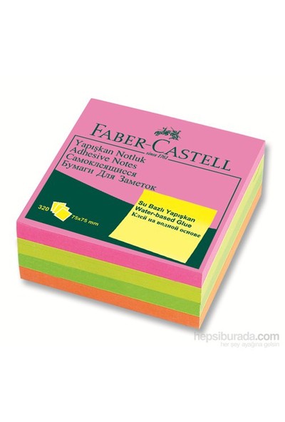 Faber-Castell Yapışkan Notluk 75x75mm Karışık Fosforlu Renkli Küp Faber-Castell Yapışkan Notluk 75x75mm Karışık Fosforlu Renkli Küp