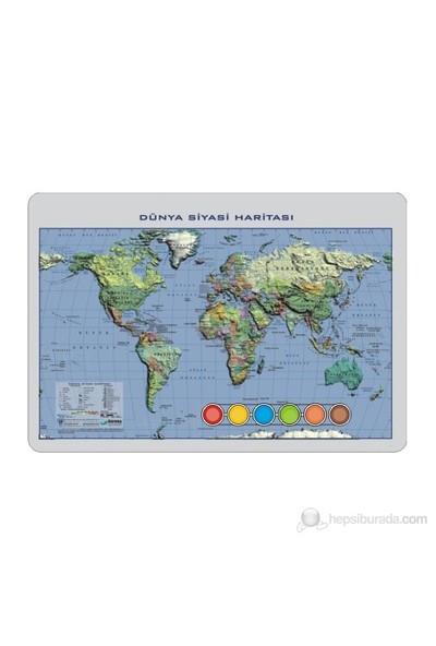 35x50 Kabartma Yap-Boy Dünya Siyasi Haritası