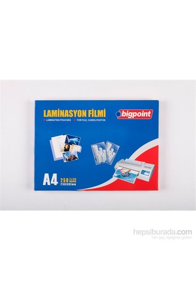 Bigpoint Laminasyon Filmi A4 125 Micron 100'Lü Bigpoint Laminasyon Filmi A4 125 Micron 100'Lü