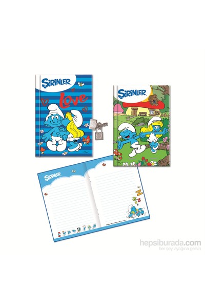 Keskin 310210-42 Şirinler 14x20 cm 104 Yaprak Kilitli Hatıra Defter