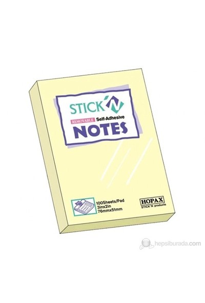 Hopax Yapışkanlı Not Kağıdı 51x76mm 100 yp. Sarı Hopax Yapışkanlı Not Kağıdı 51x76mm 100 yp. Sarı