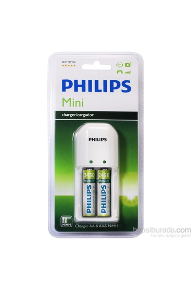 Philips SCB1292WB/12 200mAh AA/AAA 2 Lİ Şarj Cihazı, 2x AA 2450mAh Pil Birlikte,Beyaz Philips SCB1292WB/12 200mAh AA/AAA 2 Lİ Şarj Cihazı, 2x AA 2450mAh Pil Birlikte,Beyaz