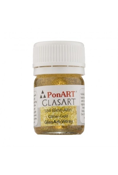 Ponart Glass Art 20 Ml Simli Altın Cam Boyası - 584 Ponart Glass Art 20 Ml Simli Altın Cam Boyası - 584