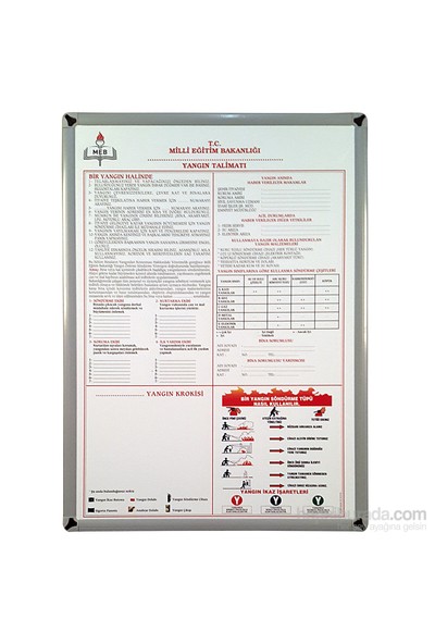 Akyazı 50x70 Yangın Talimatı (Metal Çerçeve)