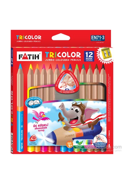Fatih Tricolor Üçgen Tam Boy Kuruboya 12 Renk Fatih Tricolor Üçgen Tam Boy Kuruboya 12 Renk